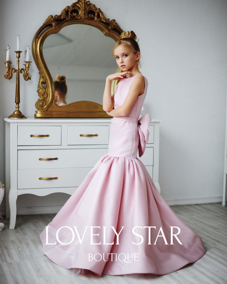 Evening Dress for Kids,pink Toddler Dress,satin Flower Girl Dress,long ...