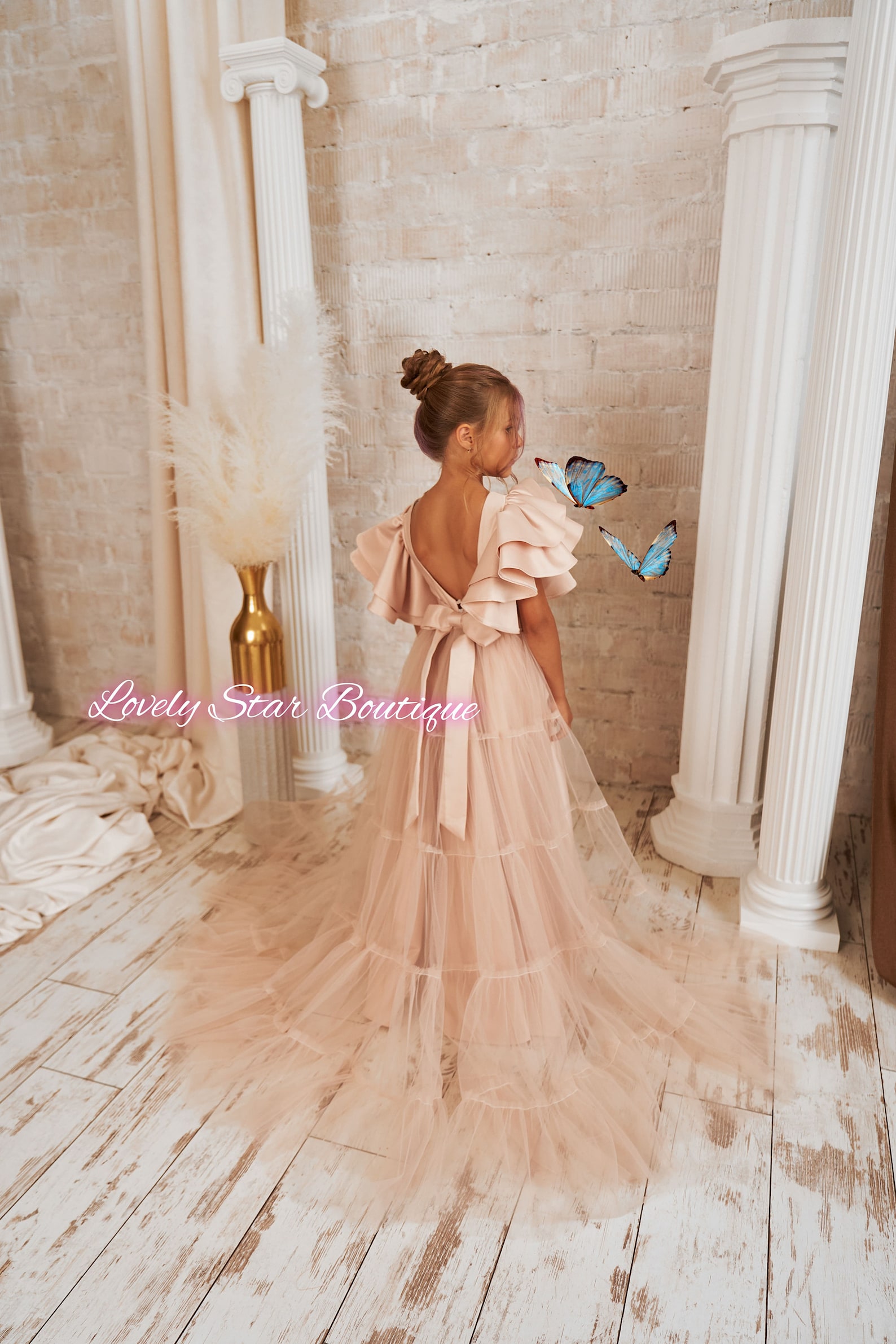 Satin Flower Girl Dressflower Girl Dress Tullegirl Wedding Etsy