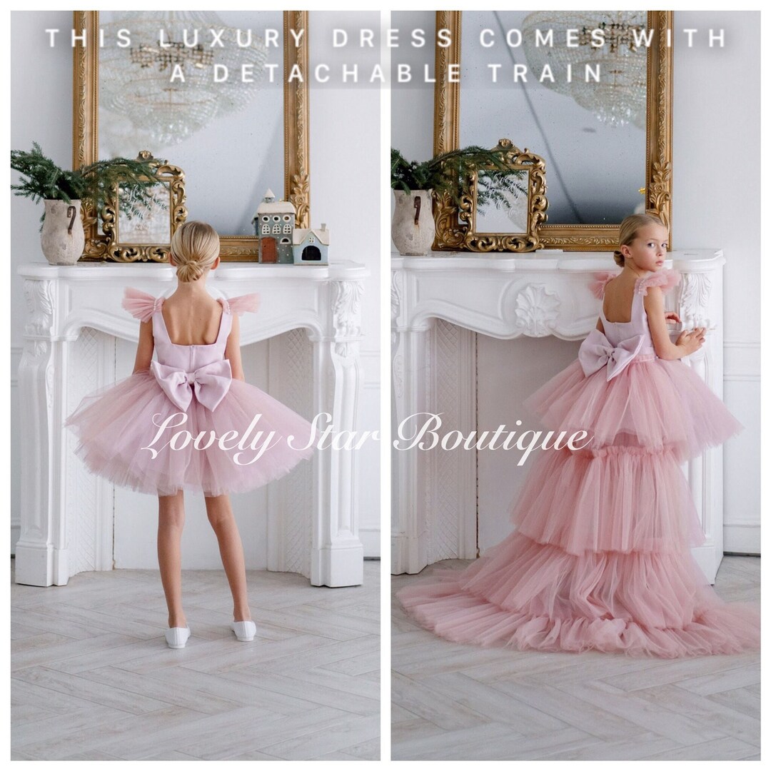 Short Tutu Dress, Tulle Flower Girl Dress, Satin Girls Dress, Girl ...