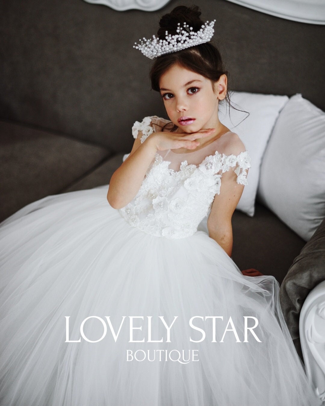 Mini Bride Dress Tulle Flower Girl Dress Lace Flower Girl Dress Junior ...