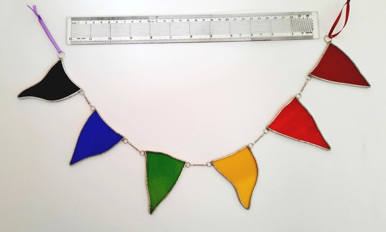 Stained Glass Bunting Rainbow Flags Keepsake Hanging Window - Etsy UK