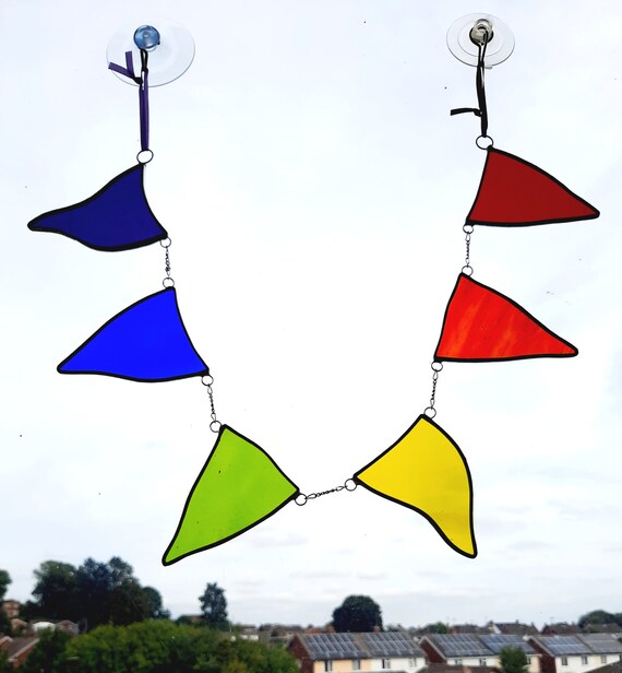 Stained Glass Bunting Rainbow Flags Keepsake Hanging Window - Etsy