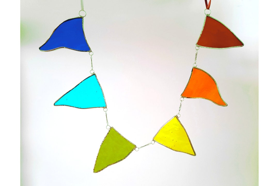 Stained Glass Bunting, Rainbow Flags Keepsake Gift, House Warming ...