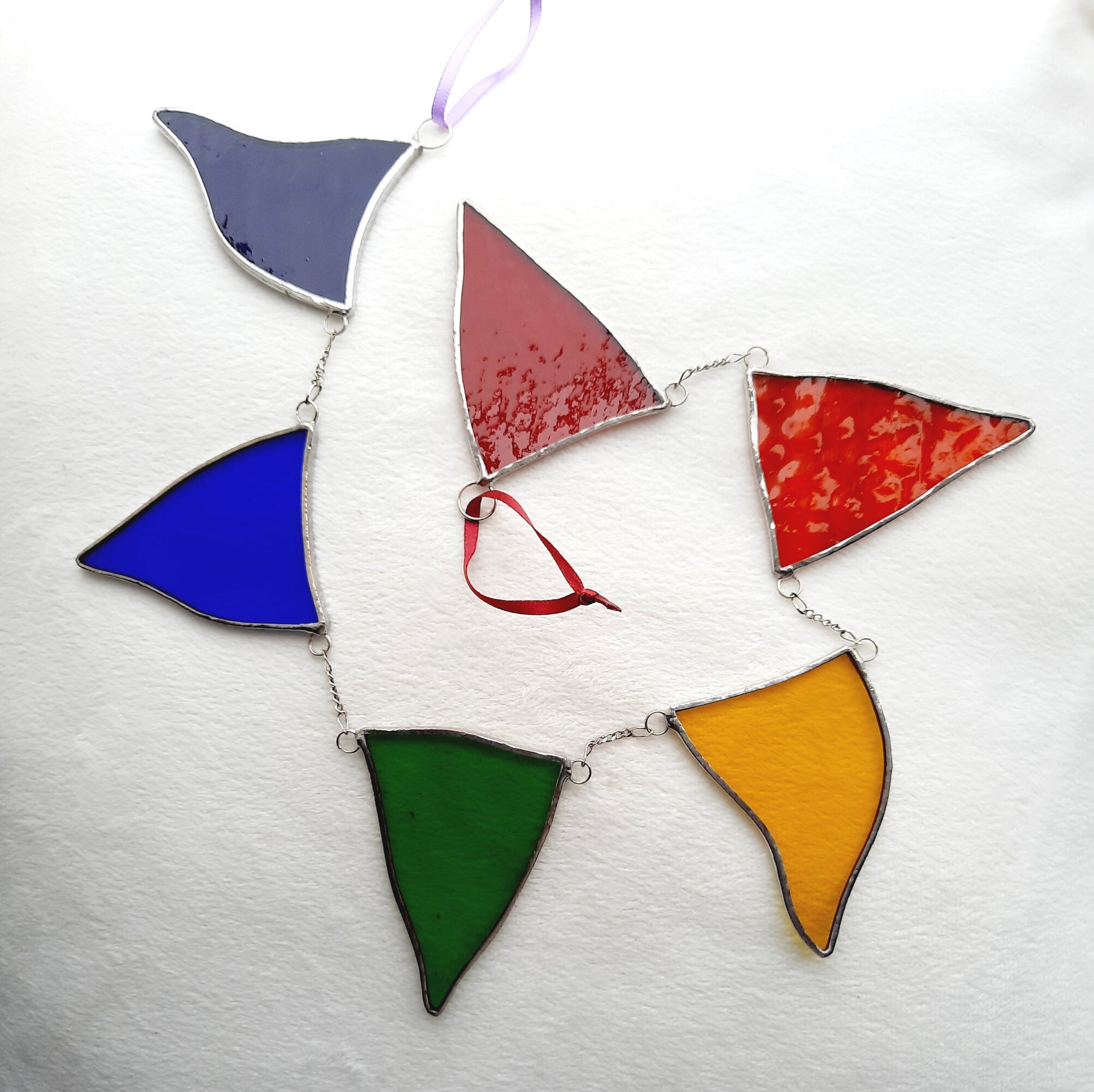 Stained Glass Bunting Rainbow Flags Keepsake Hanging Window - Etsy UK