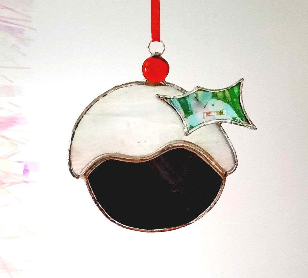 Stained Glass Christmas Pudding, Festive Tree Decoration, Iridescent ...