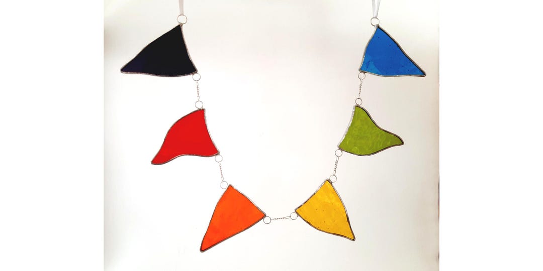 Stained Glass Bunting, Rainbow Flags Keepsake Gift, House Warming ...
