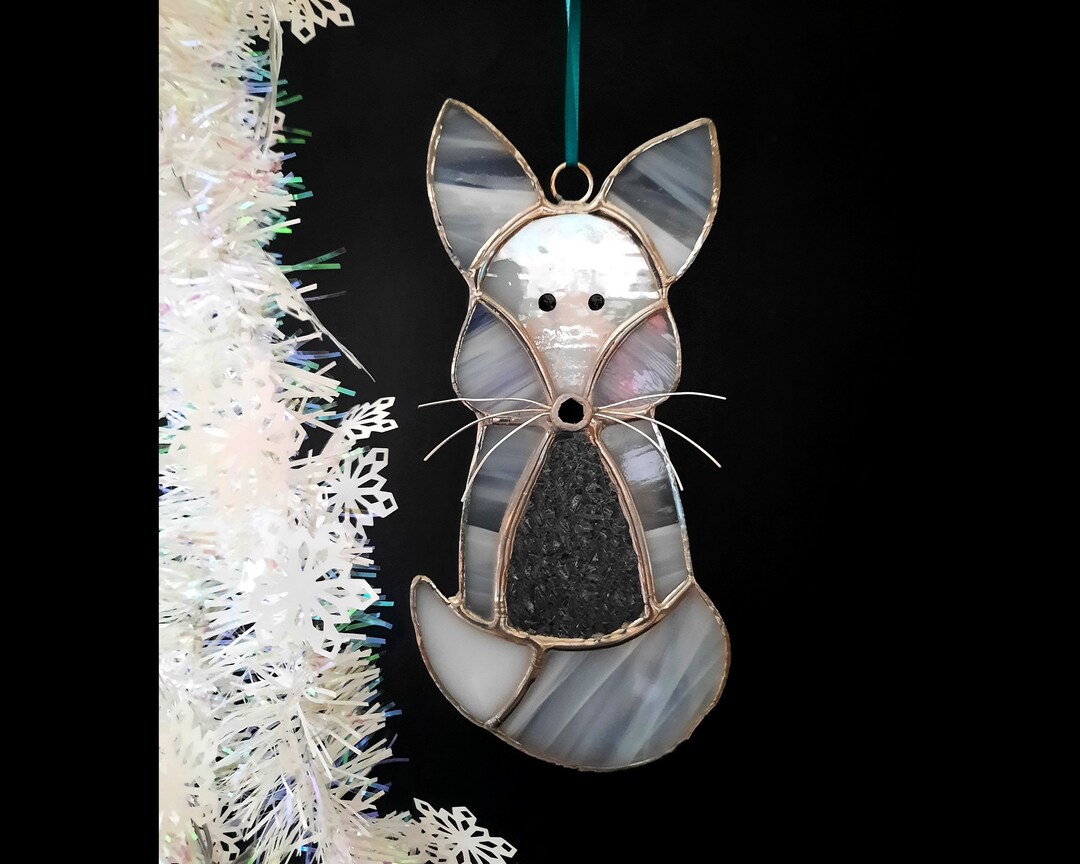 White Glass Arctic Fox Christmas Keepsake Gift for Fox Lover - Etsy