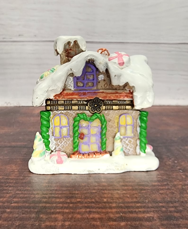 Set of 5 Gingerbread House Hinged Trinket Boxes|1990s Christmas Decor ...