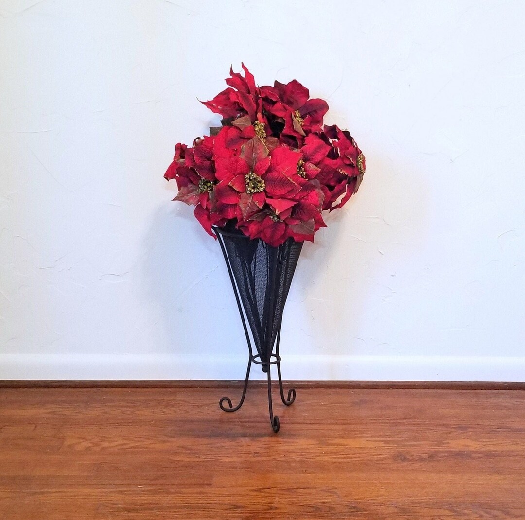 Black Metal Mesh Cone Plant Stand|flower Planter|patio Decor|industrial ...