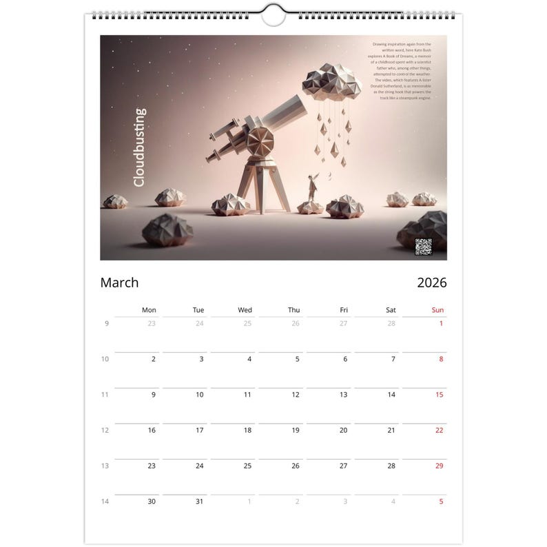 Moments of Pleasure 2026 Calendar (A4 or A3) - Tribute to Kate Bush ...