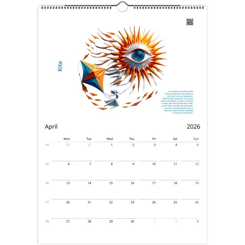 Moments of Pleasure 2026 Calendar (A4 or A3) - Tribute to Kate Bush ...