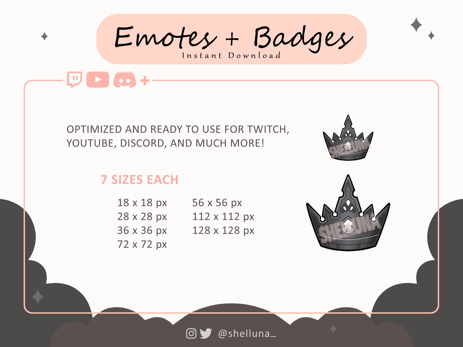 Crown (black/white) Twitch Badges and Emotes | Discord Emotes | Youtube ...