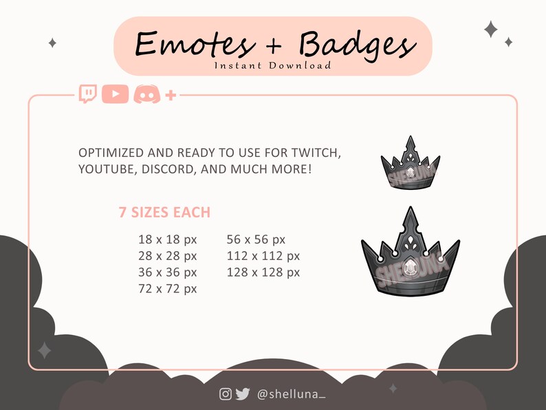 Crown (black/white) Twitch Badges and Emotes | Discord Emotes | Youtube ...