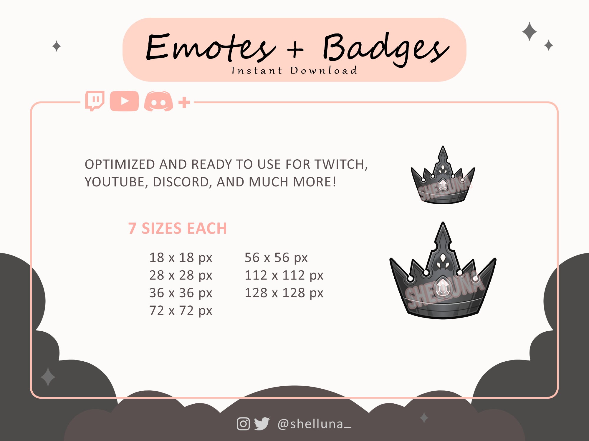 Crown (black/white) Twitch Badges and Emotes | Discord Emotes | Youtube ...