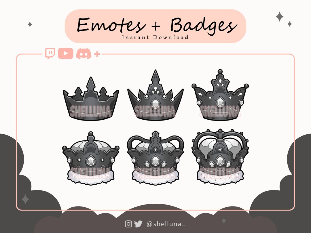 Crown (black/white) Twitch Badges and Emotes | Discord Emotes | Youtube ...