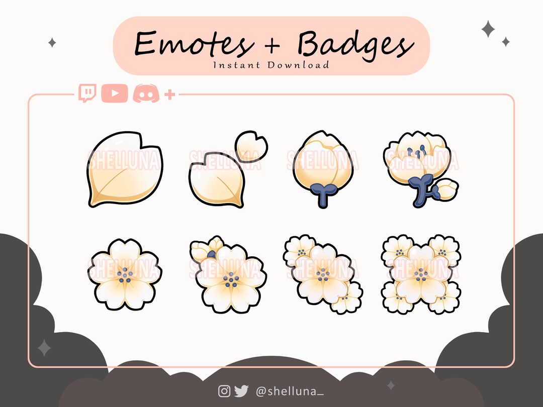 Sakura (white) Emotes and Badges | Twitch Emotes | Twitch Badges ...