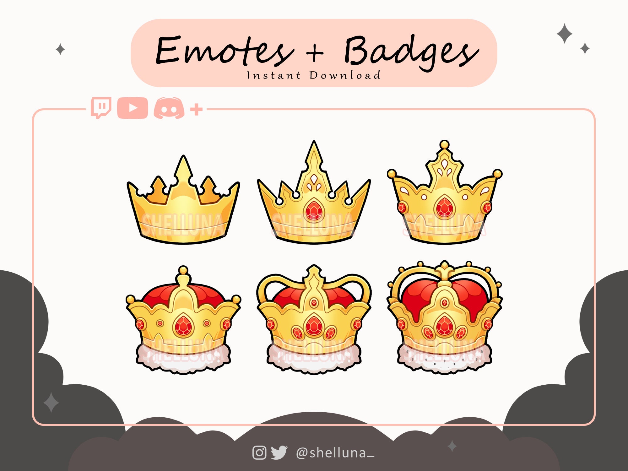 Crown (gold/red) Twitch Badges and Emotes | Discord Emotes | Youtube ...