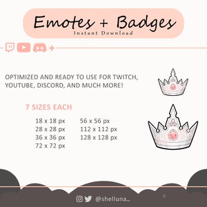 Crown (white/pink) Twitch Badges and Emotes | Discord Emotes | Youtube ...