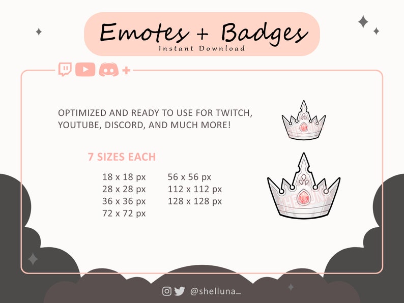 Crown (white/pink) Twitch Badges and Emotes | Discord Emotes | Youtube ...