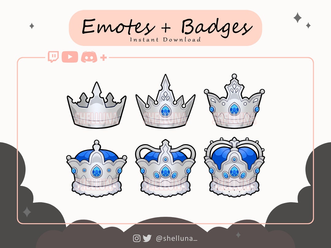 Crown (silver/blue) Twitch Badges and Emotes | Discord Emotes | Youtube ...