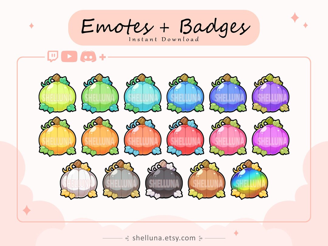 Pumpkin Emotes and Badges | Fall Emotes | Twitch Emotes | Twitch Sub ...