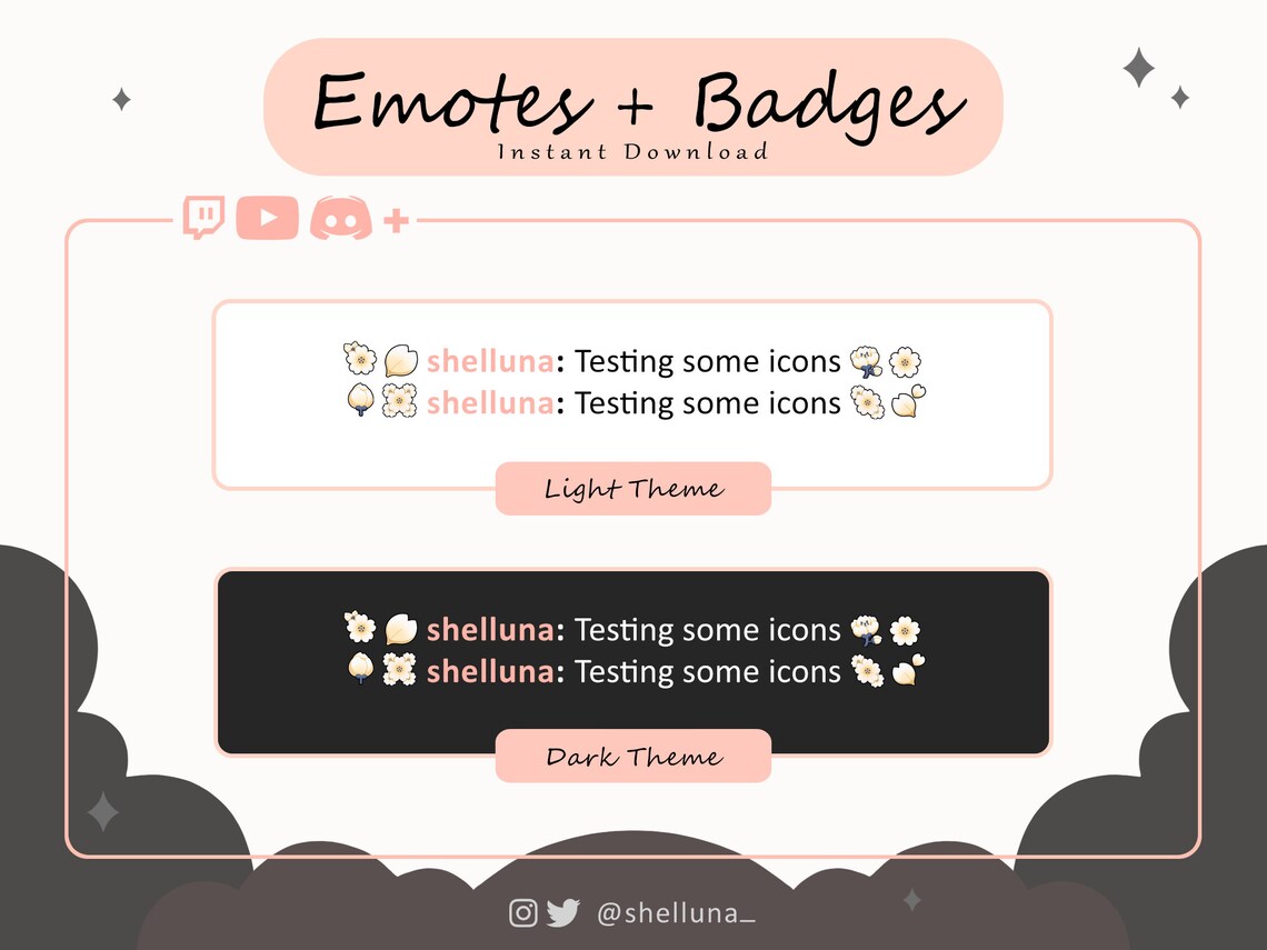 Sakura (white) Emotes and Badges | Twitch Emotes | Twitch Badges ...
