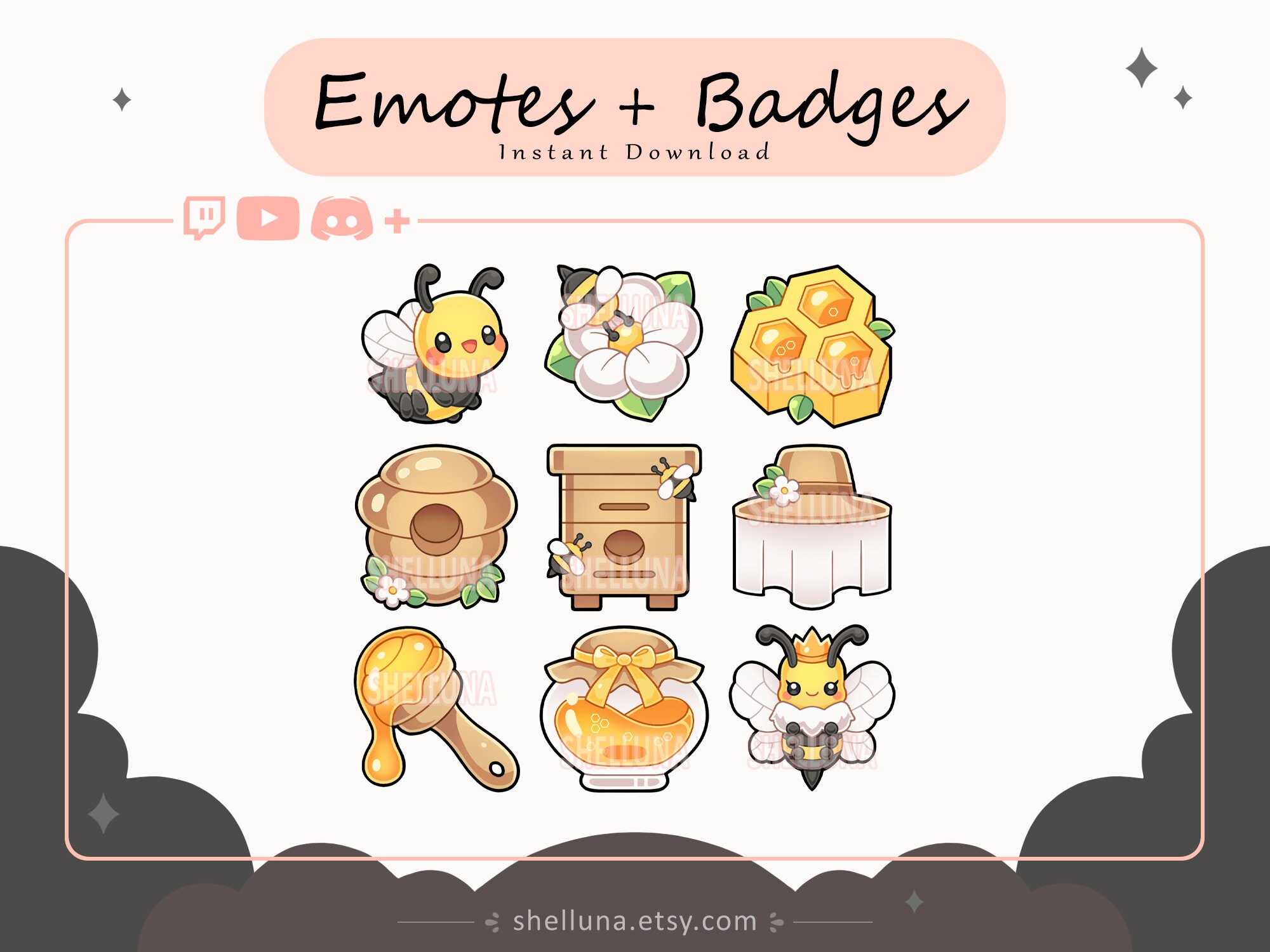 Bee Emotes and Badges | Twitch Emotes | Twitch Sub Badges | Discord ...