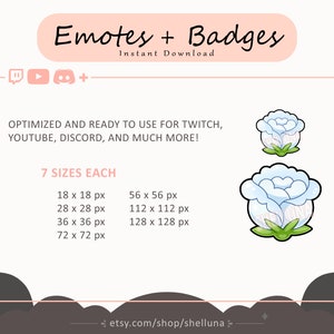 Flower Emotes and Badges (white) | Twitch Emotes | Twitch Sub Badges ...