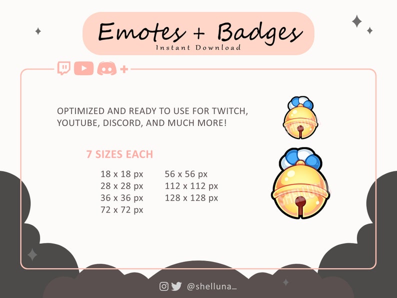 Kitsune Bells (gold/blue) Emotes and Badges | Twitch Emotes | Twitch ...