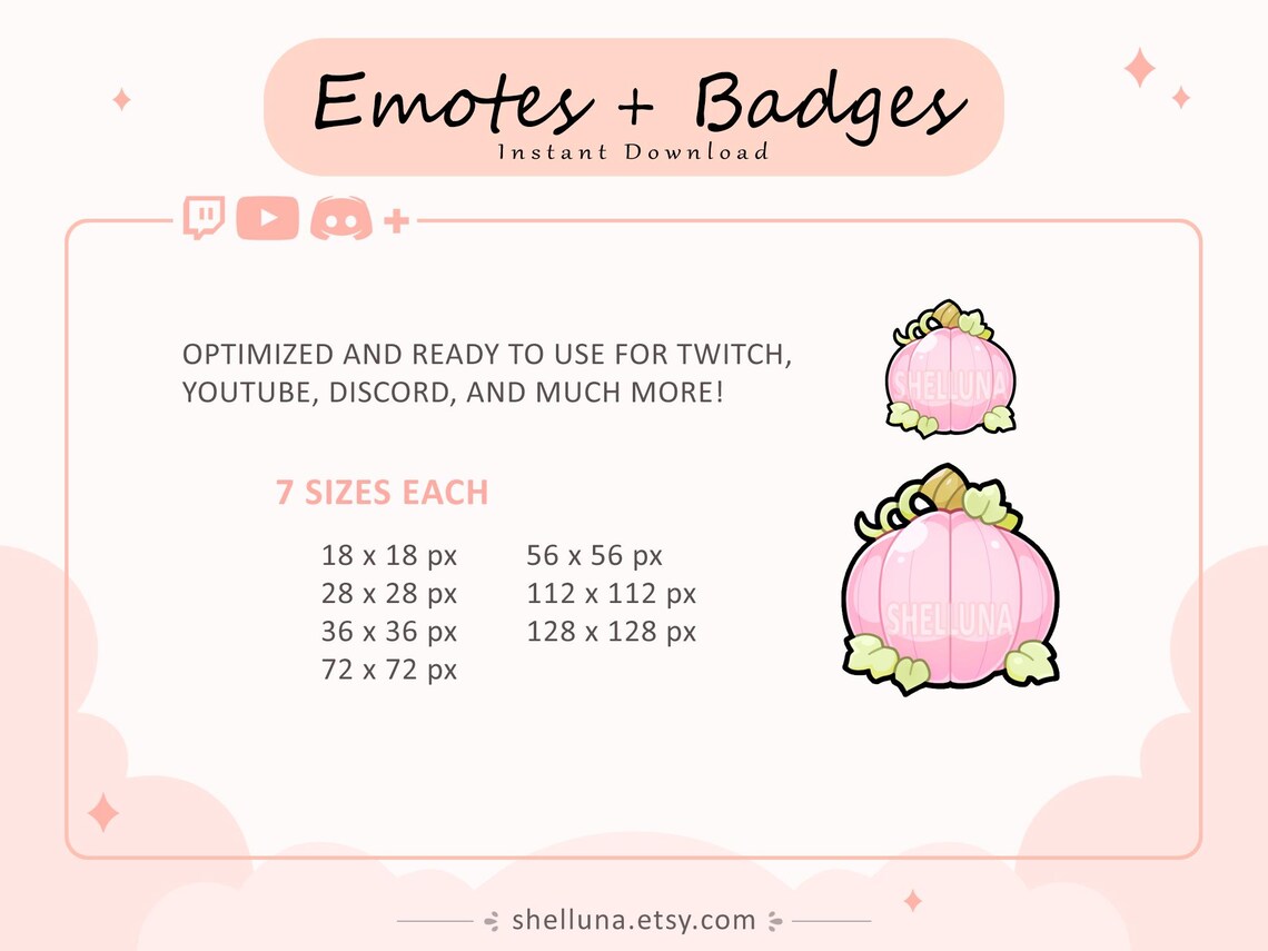 Pumpkin Emotes and Badges (pastel) | Fall Emotes | Twitch Emotes ...