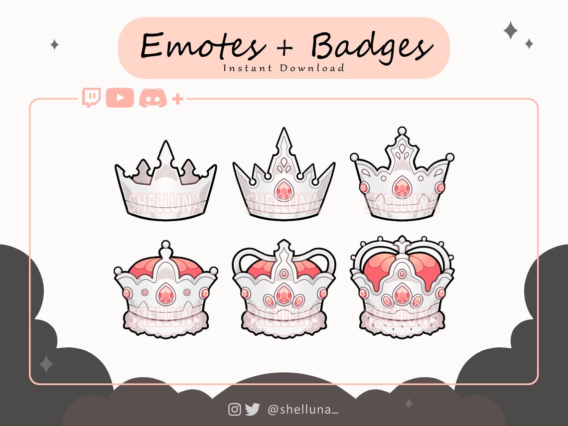 Crown (white/pink) Twitch Badges and Emotes | Discord Emotes | Youtube ...