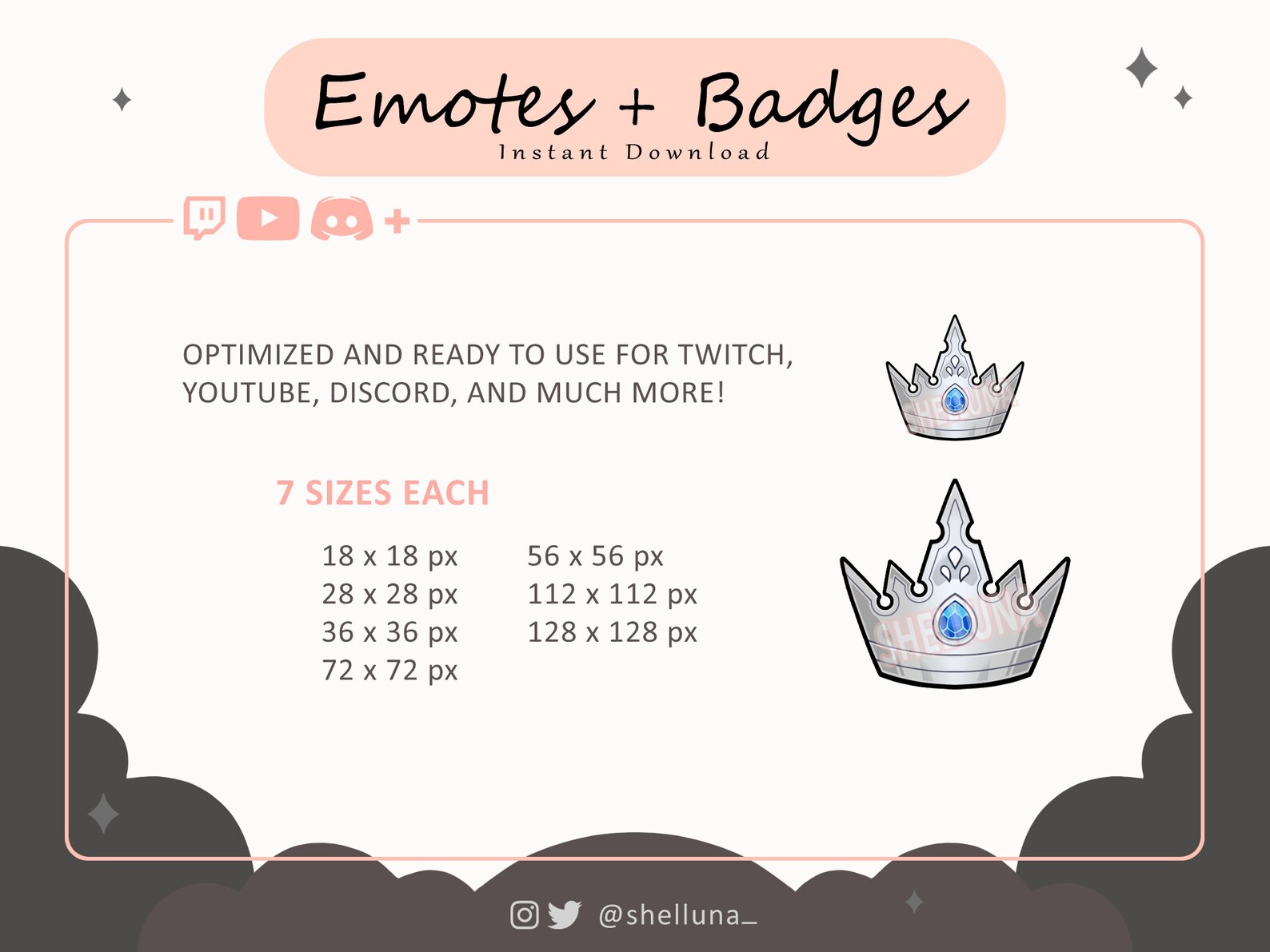 Crown (silver/blue) Twitch Badges and Emotes | Discord Emotes | Youtube ...