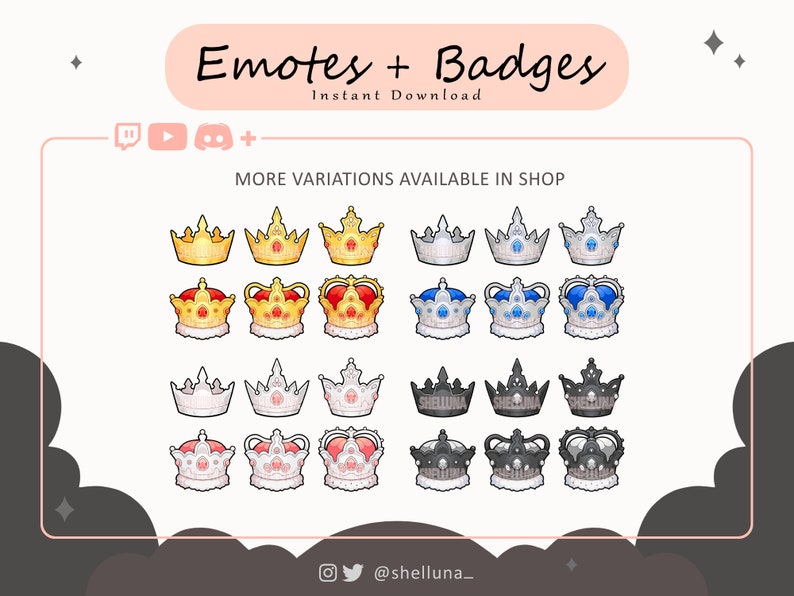 Crown (white/pink) Twitch Badges and Emotes | Discord Emotes | Youtube ...