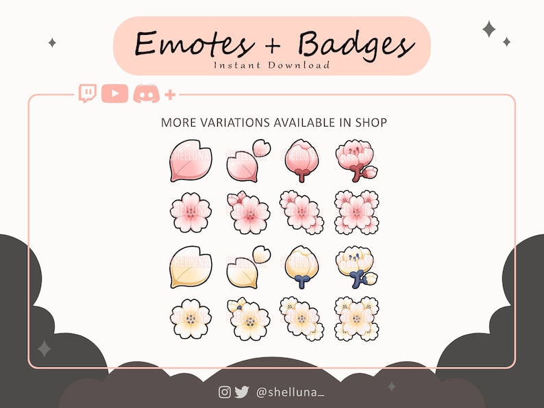Sakura (pink) Emotes and Badges | Twitch Emotes | Twitch Badges ...