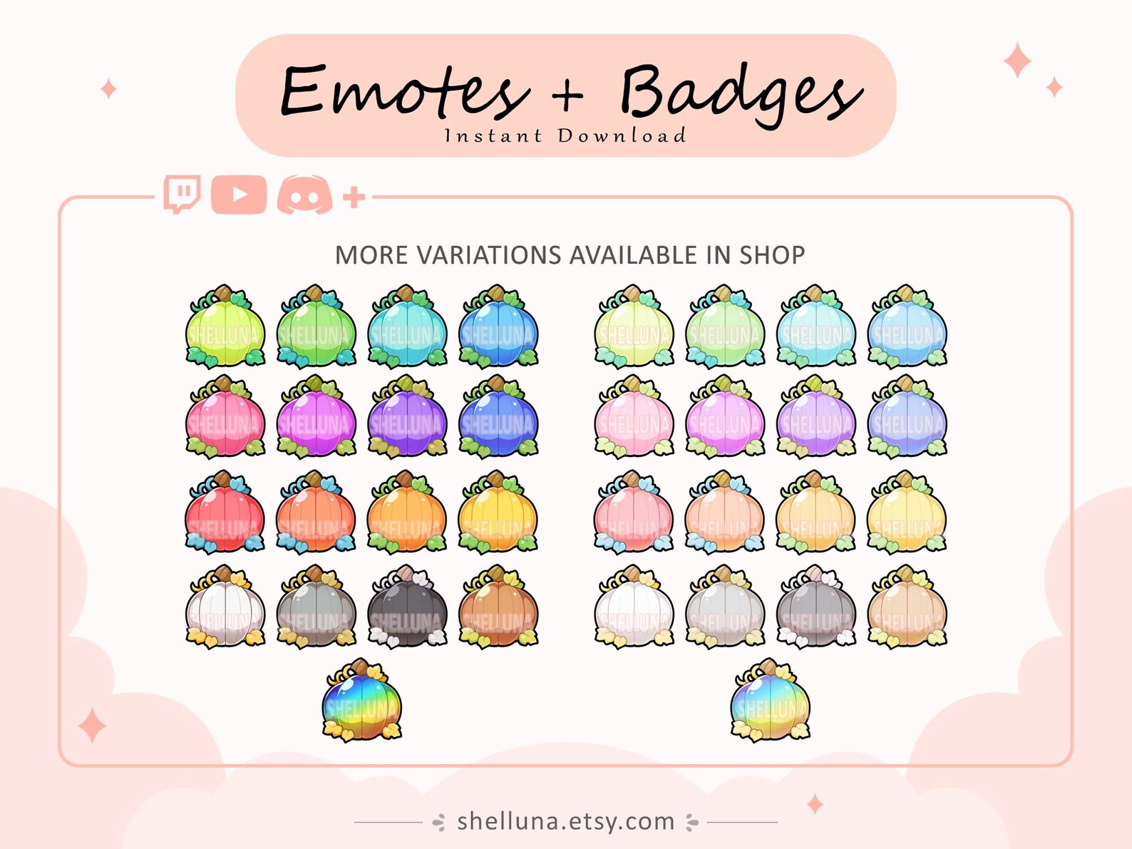 Pumpkin Emotes and Badges (pastel) | Fall Emotes | Twitch Emotes ...