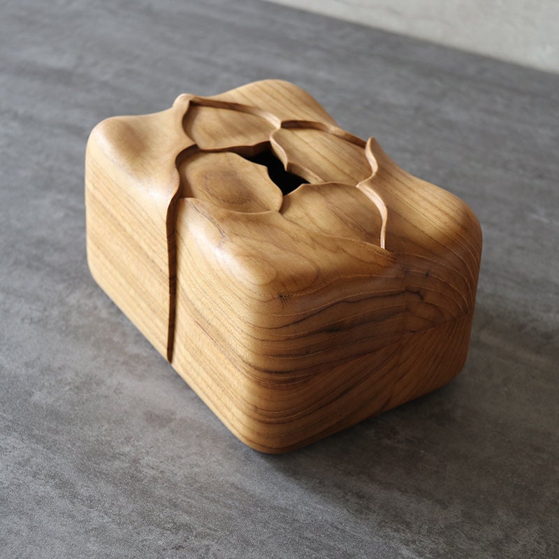 Hand Carved Teak Tissue Box - Etsy