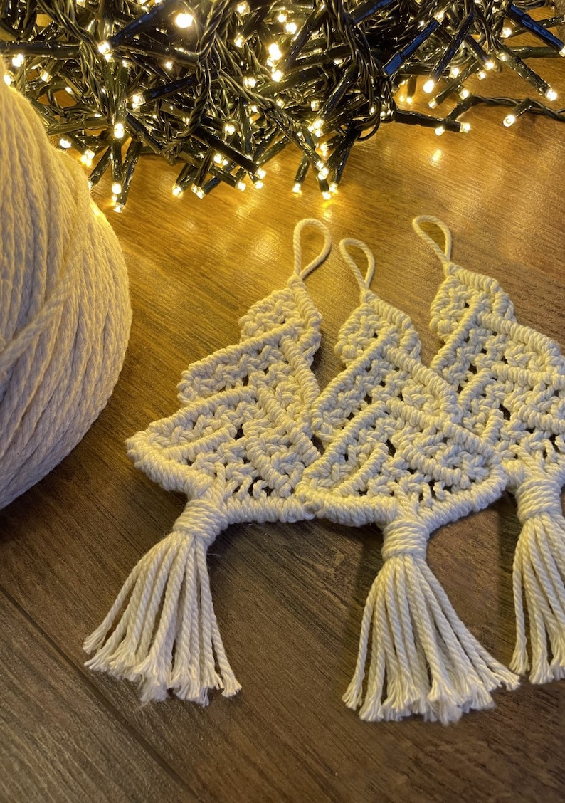 DIY Macramé Kit – Christmas Tree, Tree Decorations (makes 3) - Etsy