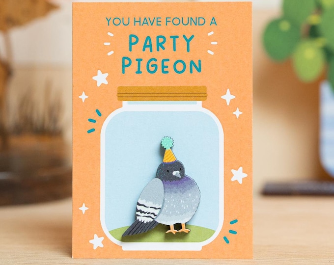 Party Pigeon Pin or Magnet - Birthday Gift - Pigeons Animal Funny Badge ...