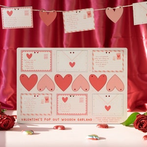 Make Your Own Valentine's Garland Pop Out Heart Love Letters Wooden ...
