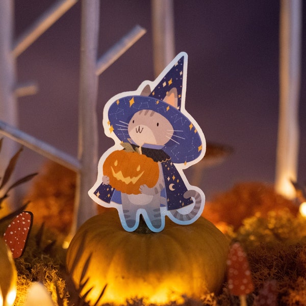 Cat Witch Hat Sticker - Etsy
