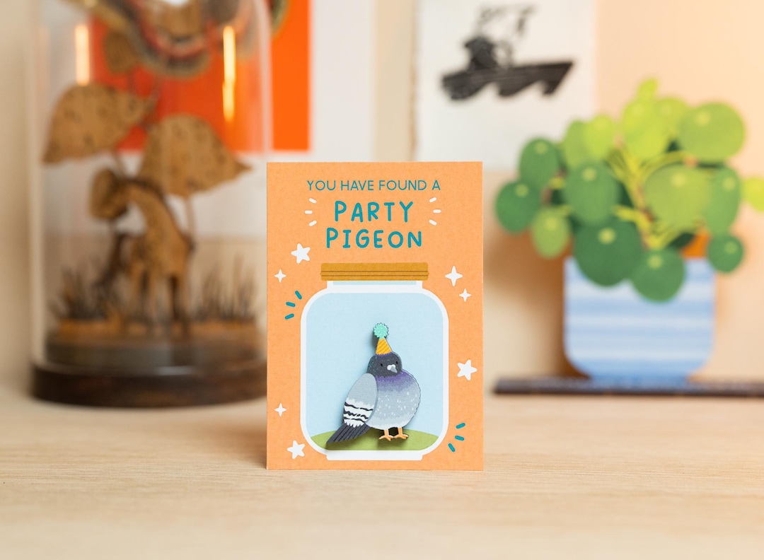 Party Pigeon Pin or Magnet - Birthday Gift - Pigeons Animal Funny Badge ...
