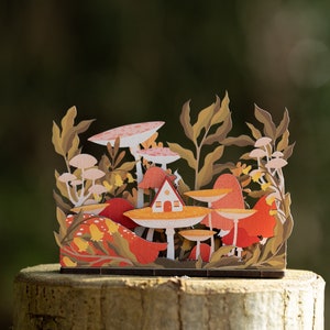 Cottagecore Mushroom House Desk Companion - Happy Animals Cute ...