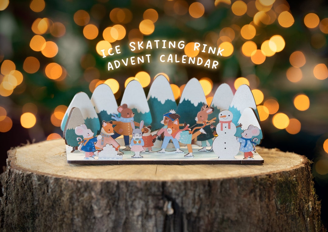 Ice Skating Rink Reusable Wooden Advent Calendar - Children's Countdown ...