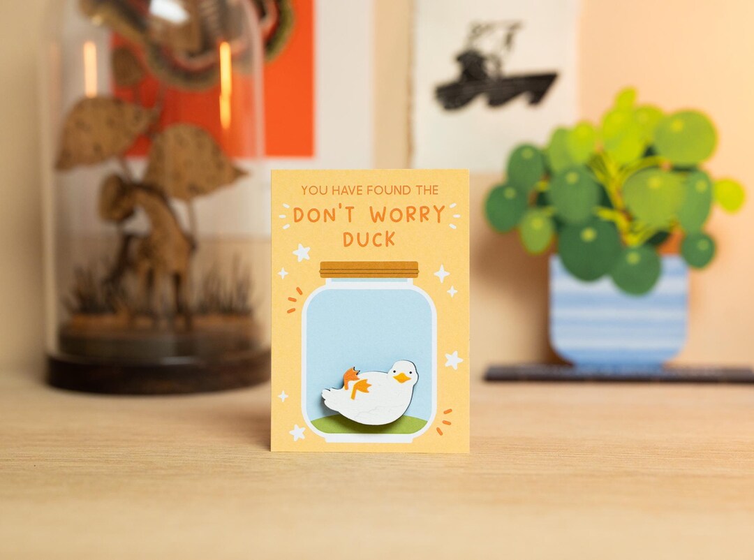 Don't Worry Duck Pin or Magnet - Anxiety Gift - Mini Animal Funny Badge ...