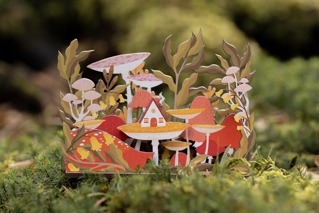 Cottagecore Mushroom House Desk Companion - Happy Animals Cute ...