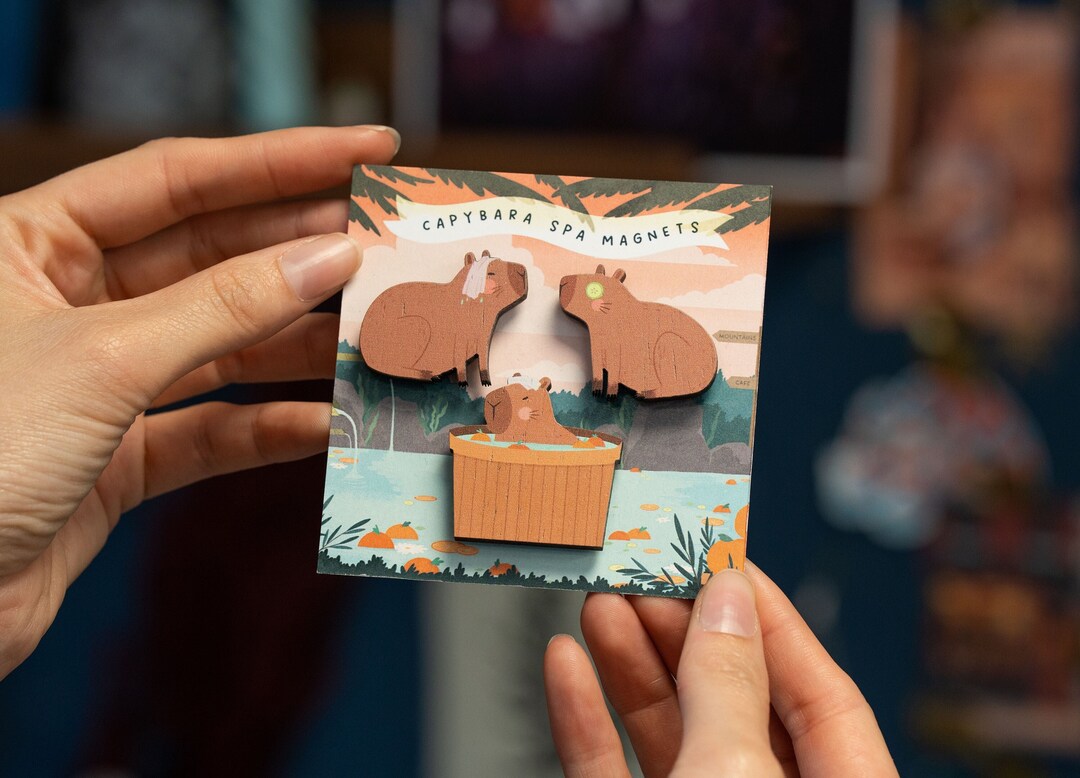 Capybara Spa Magnets - Cute Capybaras Card Gift - Fridge Refrigerator ...