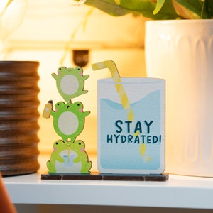 Stay Hydrated Frogs Desk Companion Happy Frog Animals Cute Drink Water ...