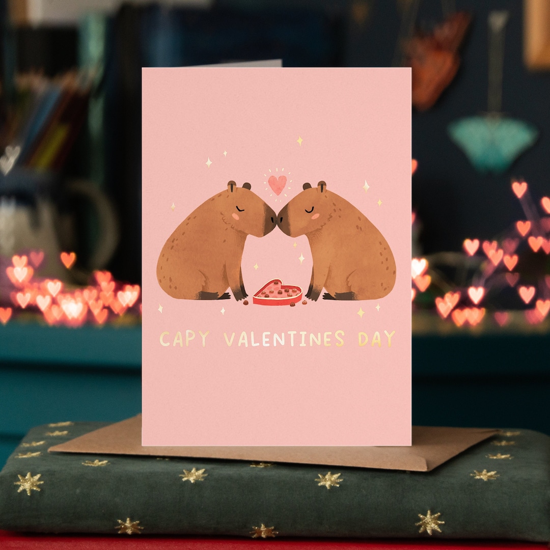 Capy Valentine's Day Card - Happy Capybara Cards - Capybara Lover Gift ...