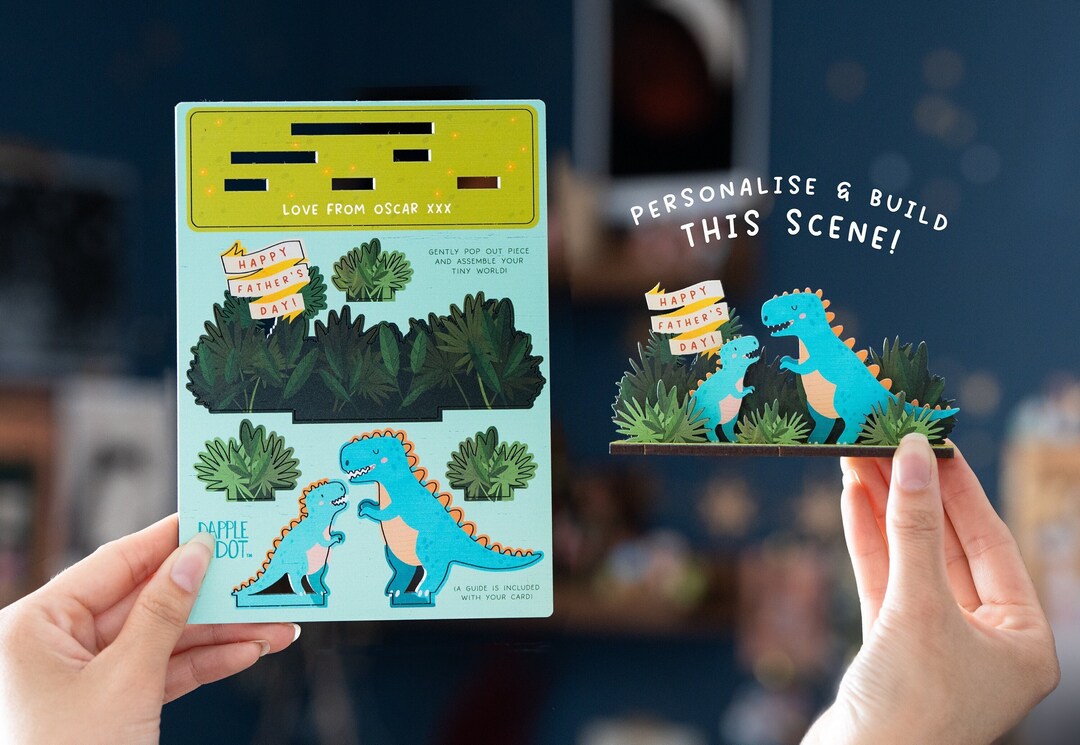 Pop Out Dinosaur Father's Day Card - DIY Wooden Craft Kit - Wood Card ...