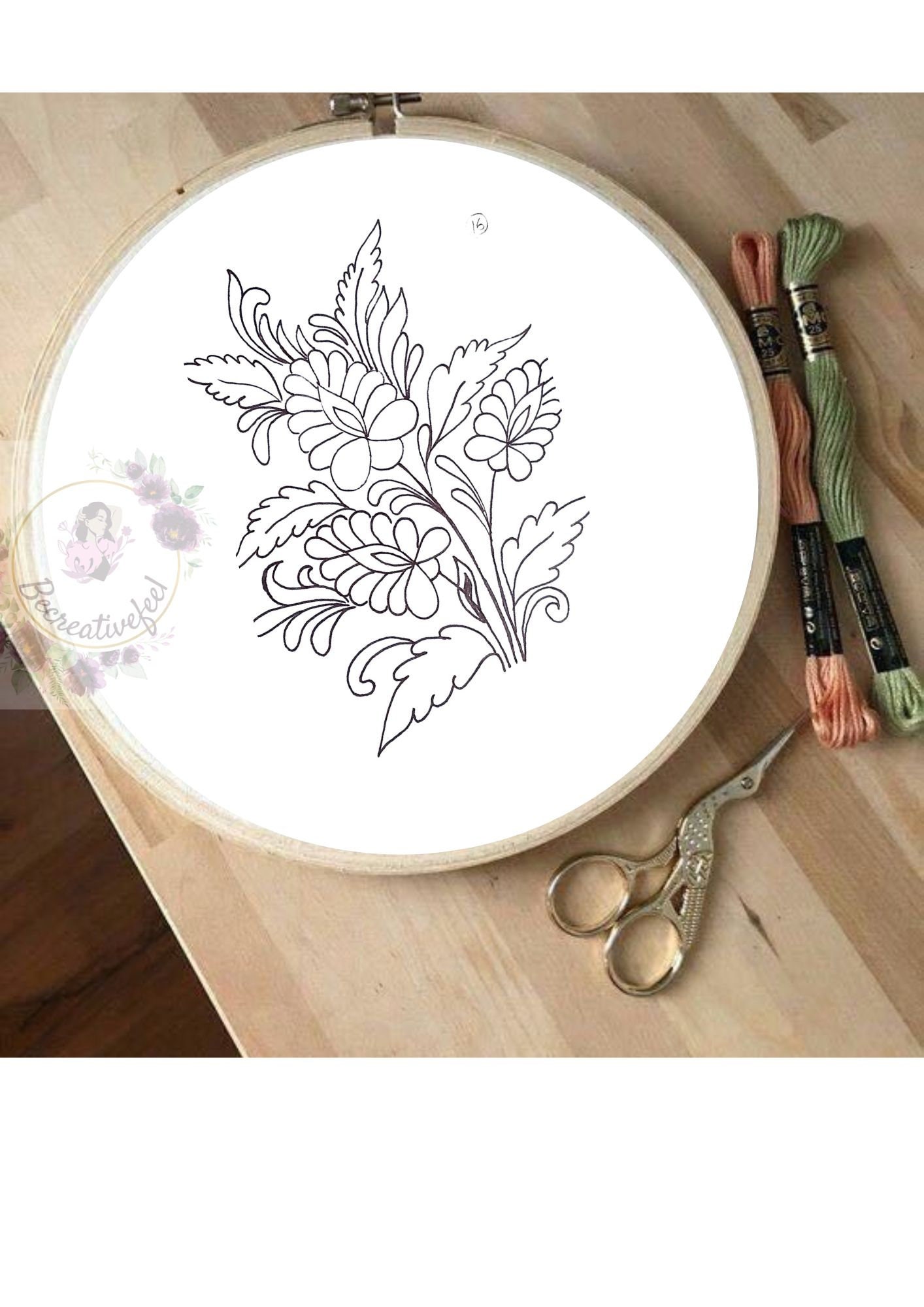 Hand Embroidery Traces Pattern Digital Design Handwork Printable ...